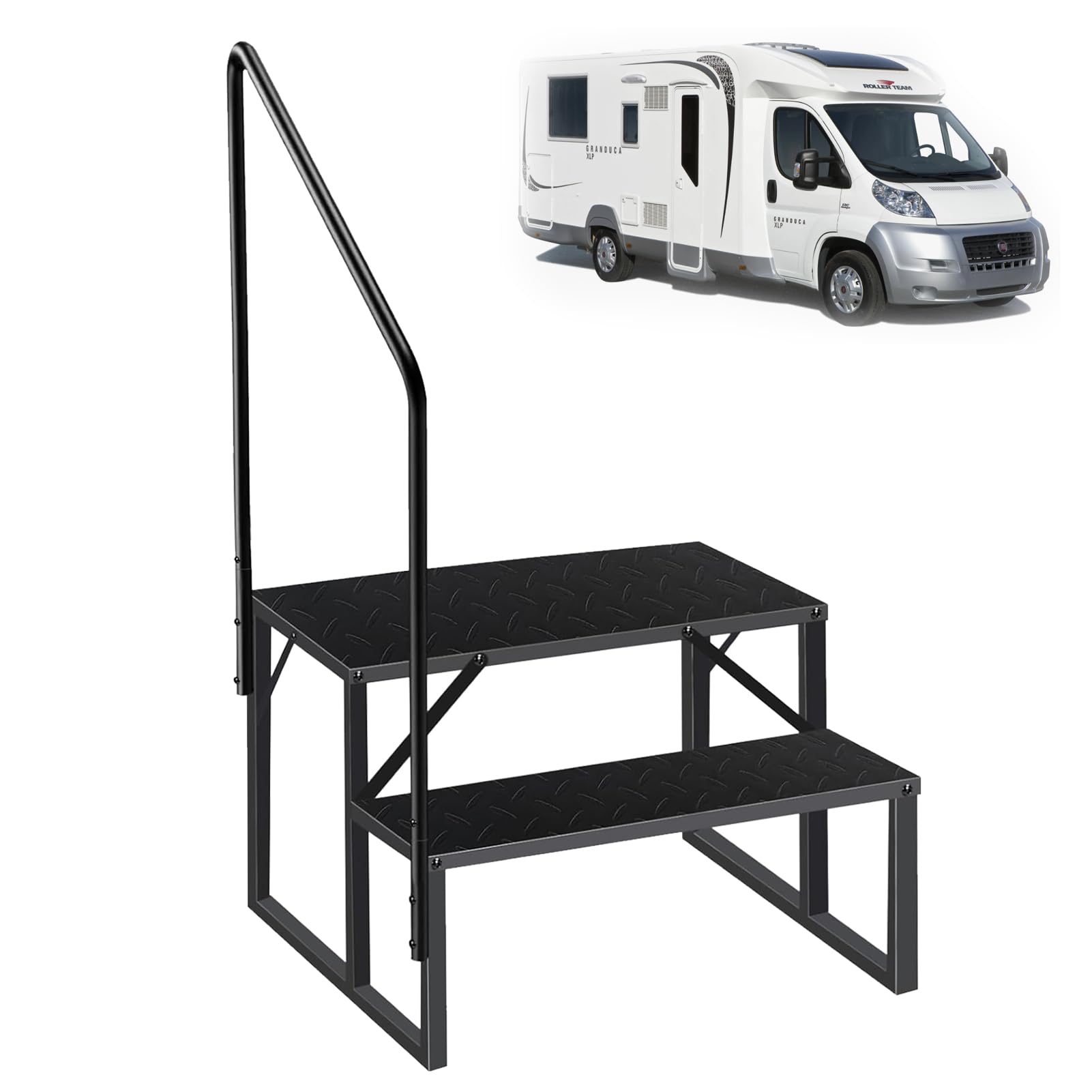 Amazon.com: RV Steps with Handrail｜2 Step RV Stairs with Handrail ...