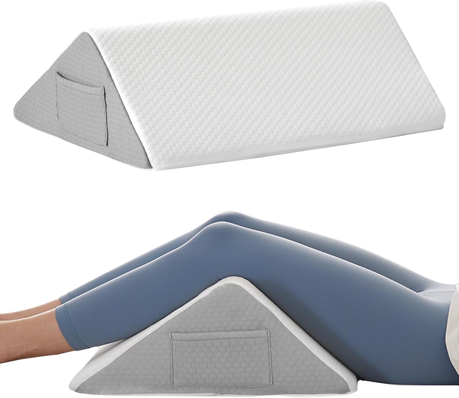 Amazon.com: BIEEZZK Knee Wedge Pillow White/Grey, 23.6*23*7.9 Inch ...
