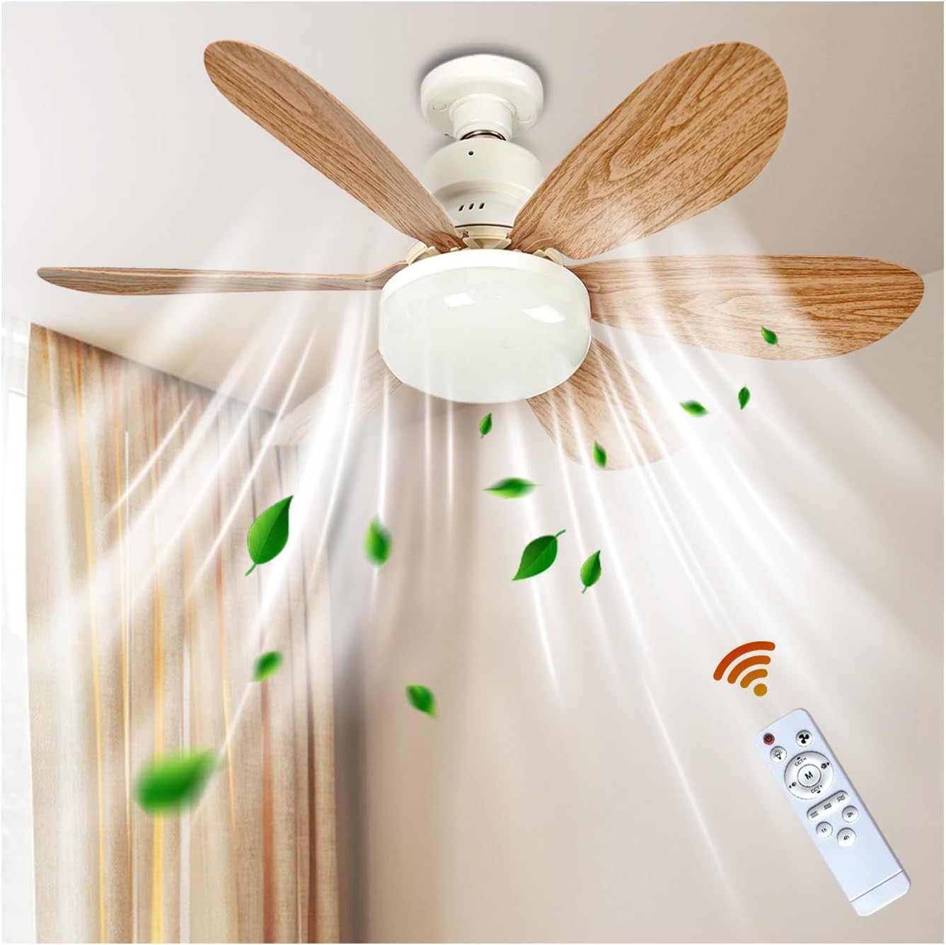 Lights Bulb Ceiling Fan for Bedroom Dimmable E27 Base Led Ceiling Fans ...