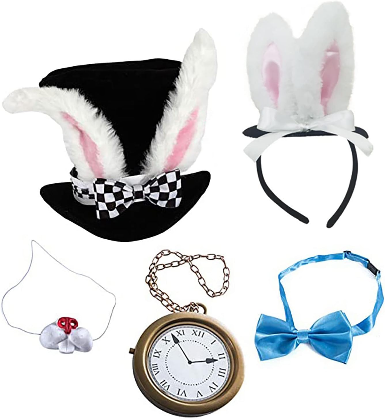 Amazon.com: nezababycos 5PCS Easter White Rabbit Top Hat Set Bunny Ear ...