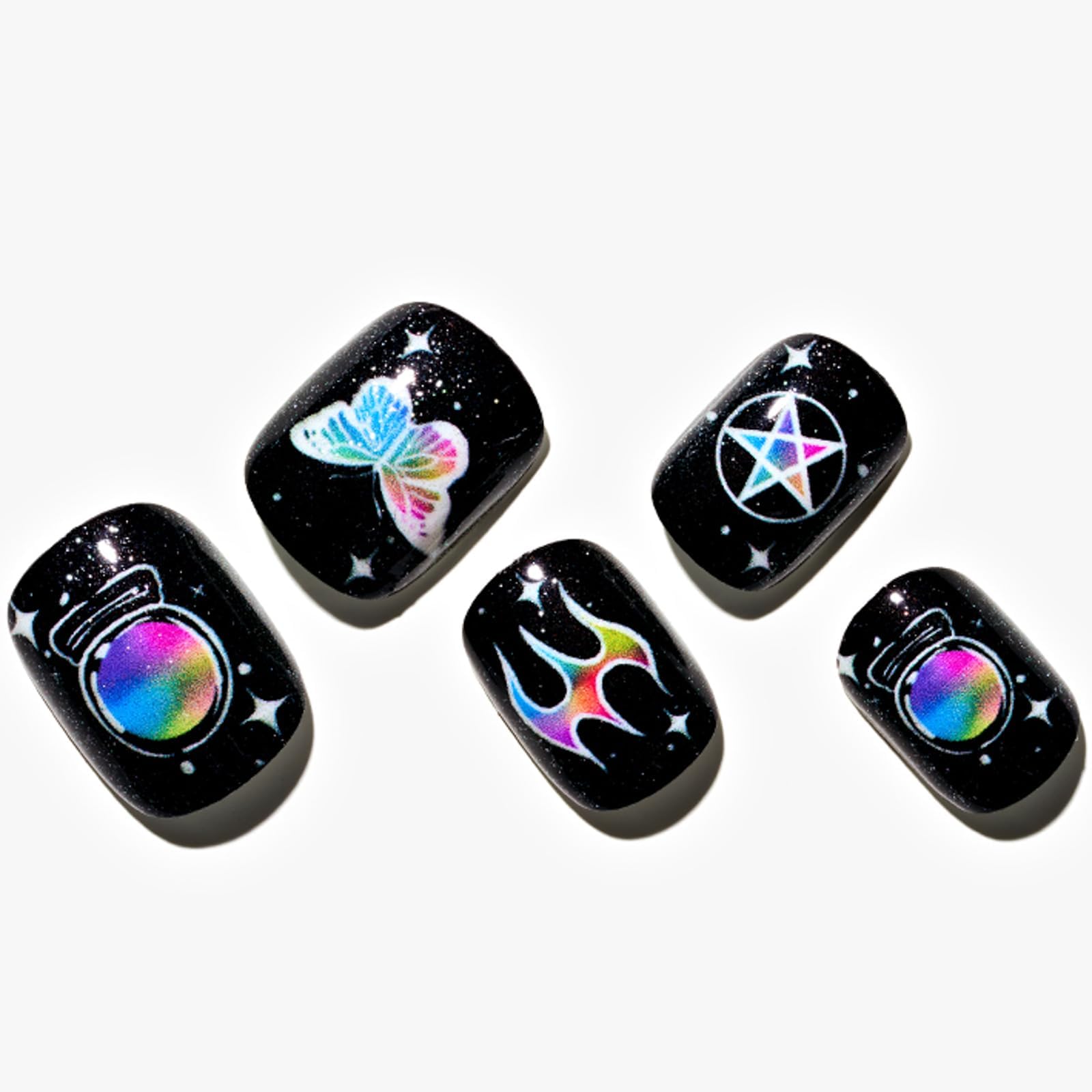 Amazon.com: GLAMERMAID Press on Nails Extra Short Squoval, Fall Gothic ...