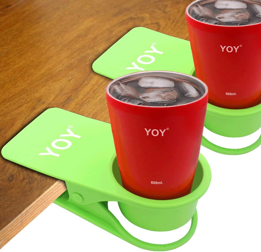 Amazon.com: YOY 2 Pack Drink Cup Holder Clip - Table Desk Side Water ...
