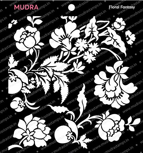 Mudra Stencils - Floral Fantasy- 6"x6" - for DIY Home Decors, Mixed ...