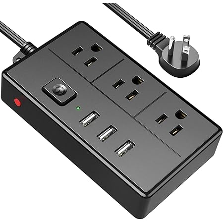 NVEESHOX Extension Electrica Plano, Regleta Multicontacto USB, Extensión Plana Pared con 2M 3 ...