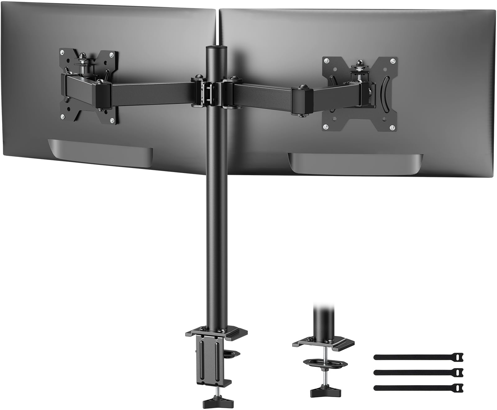 HUANUO Dual Arm Monitor Mount, Full Motion Height Adjustable Desk Riser ...