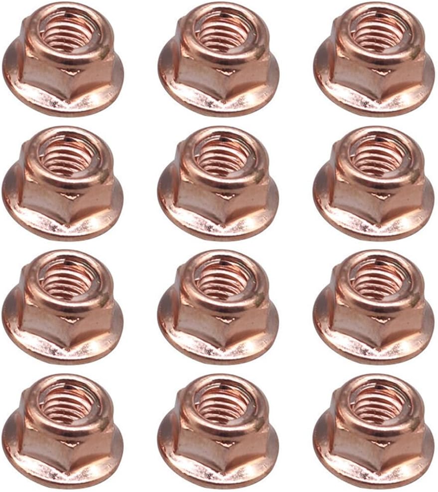 12 Pcs Car Exhaust Manifold Nuts Head Copper Nut M8 Hex Nuts Copper ...