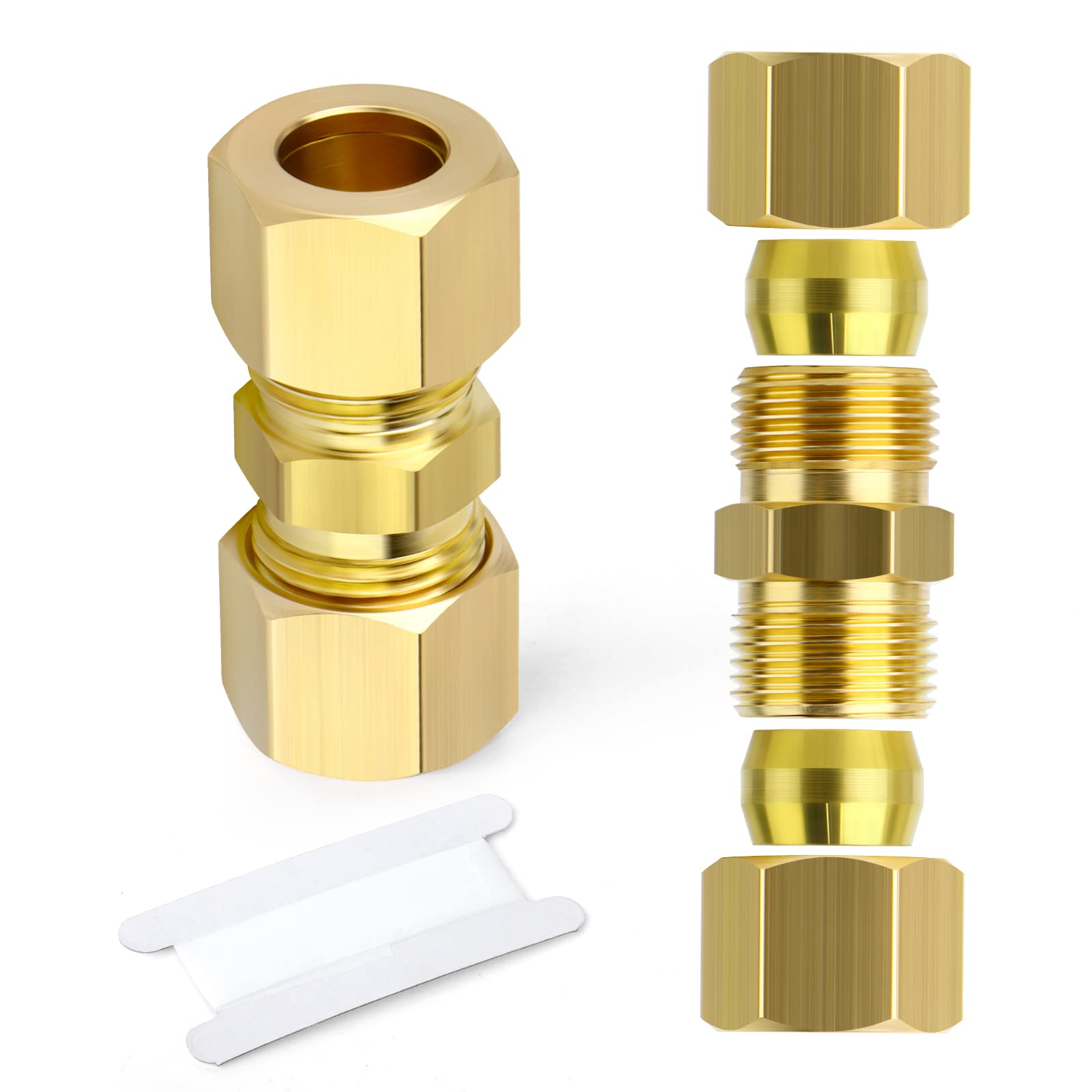 Snapklik.com : GASHER 2PCS Brass Compression Tube Pipe Fitting Connector