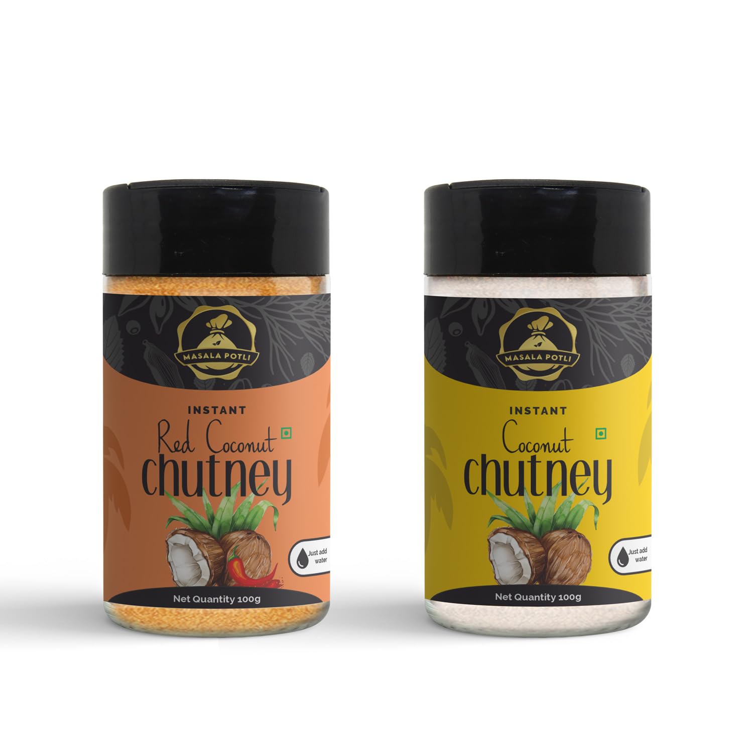 Masala Potli Instant Red Coconut Chutney Powder 100 Grams & White ...