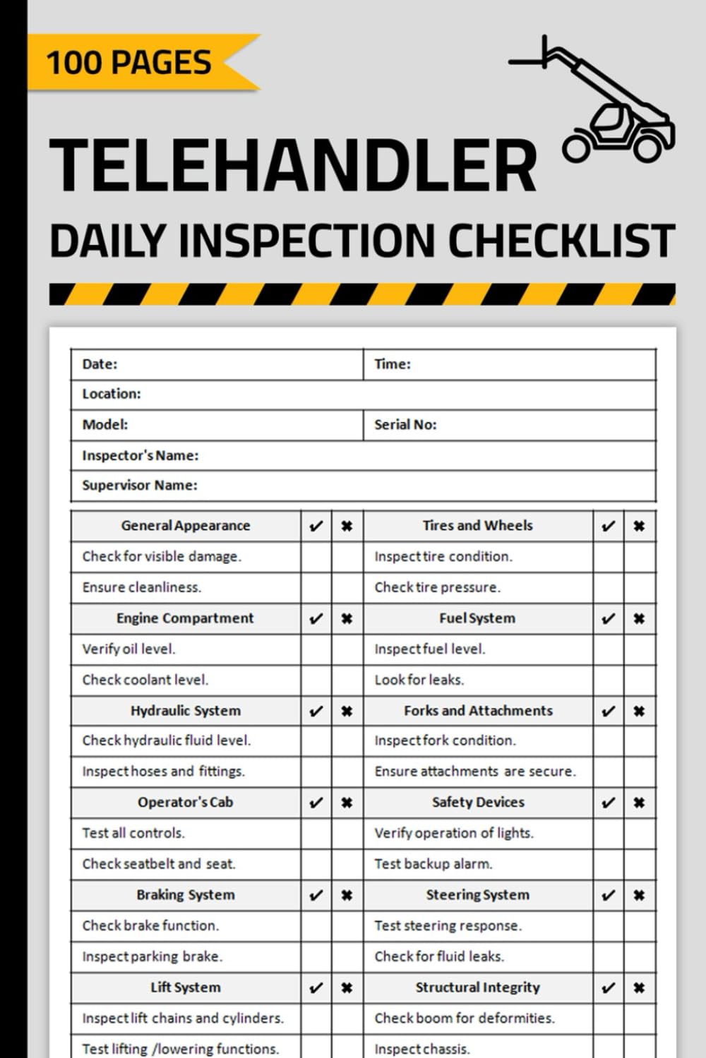 Telehandler Daily Inspection Checklist: Telehandlers Pre-Use Inspection ...