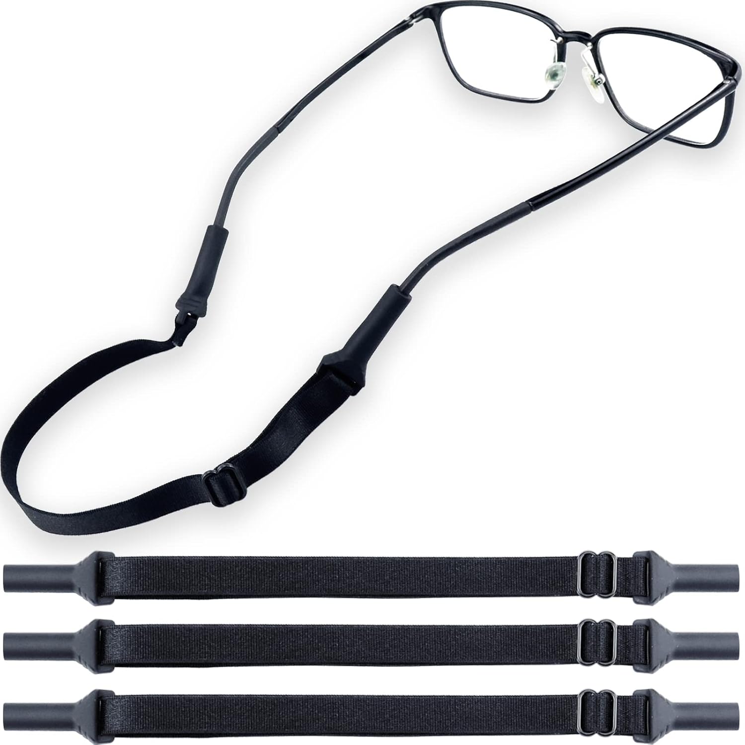 Amazon.com: WORFACE Adjustable Eyeglasses Strap, 3 PACK Elastic ...