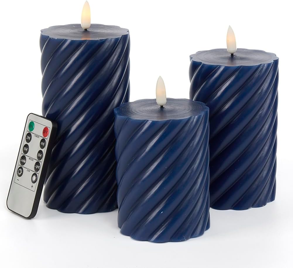 Amazon.com: glowiu Pillar Flameless Candles Battery Operated with ...