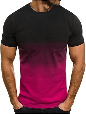 Amazon.com: Generic Mens T Shirt Gradient Short Sleeve Crew Neck ...