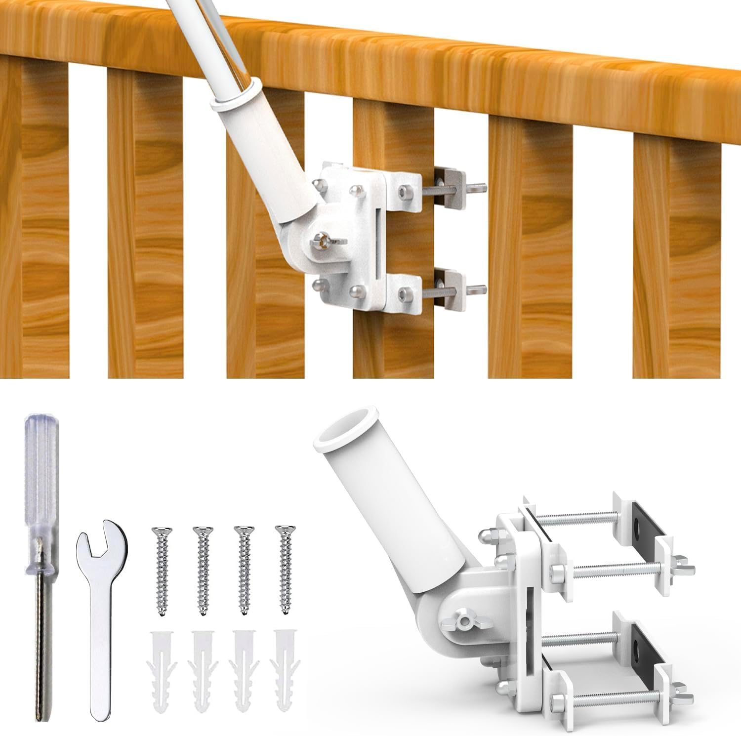 Amazon.com: KSWLOR Heavy Duty Flagpole Mount Bracket for Balcony ...