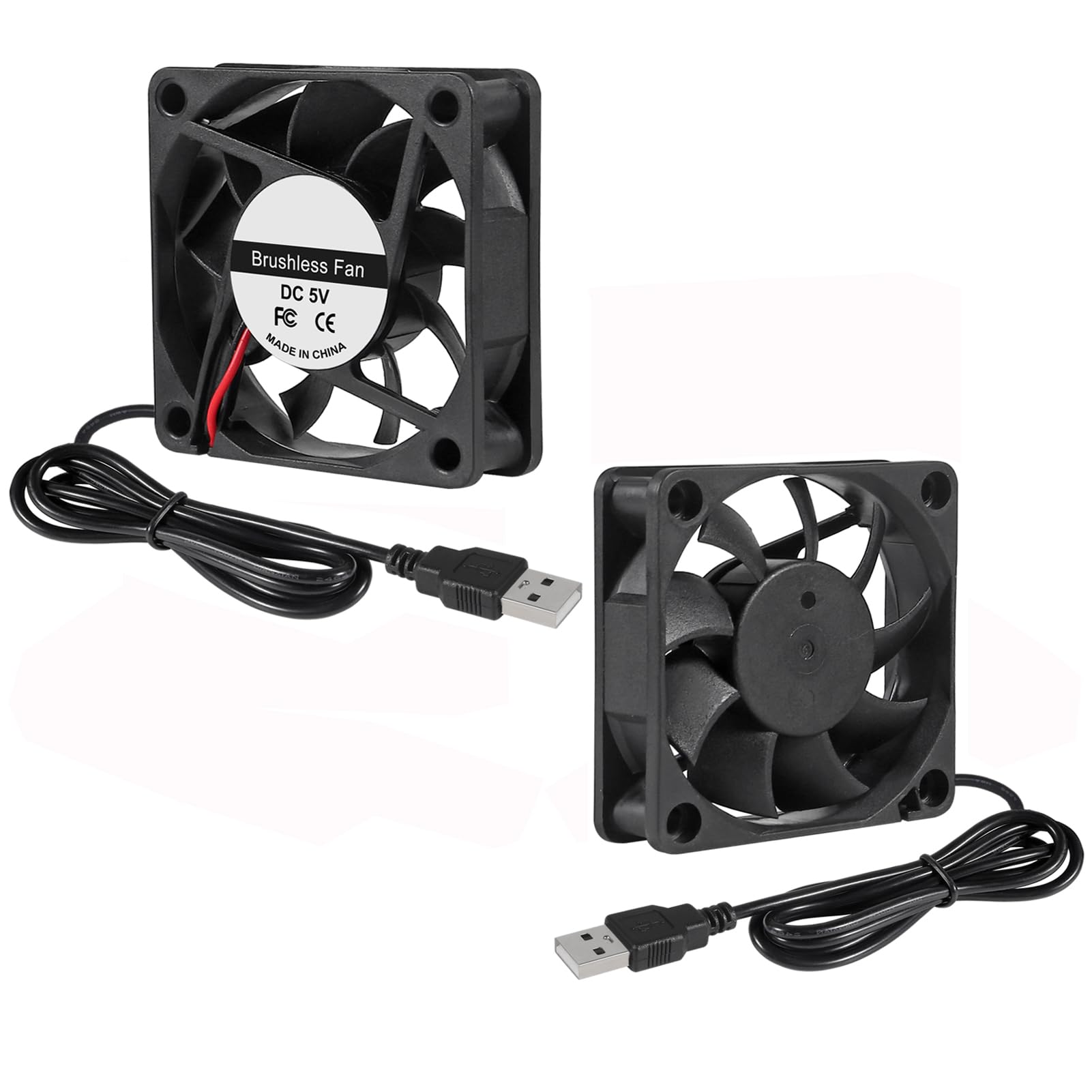 Amazon.com: DORHEA 2PCS 6010 Fan USB 60x60x10mm 2.36in DC 5V 60mm x ...