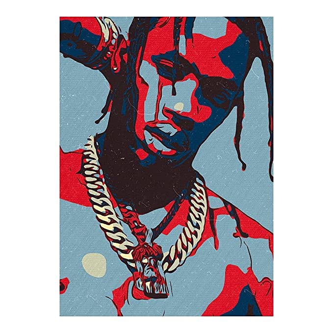 R Enterprise Travis Scott Animated Portrait Wall Poster, 12 Inch x 18 ...