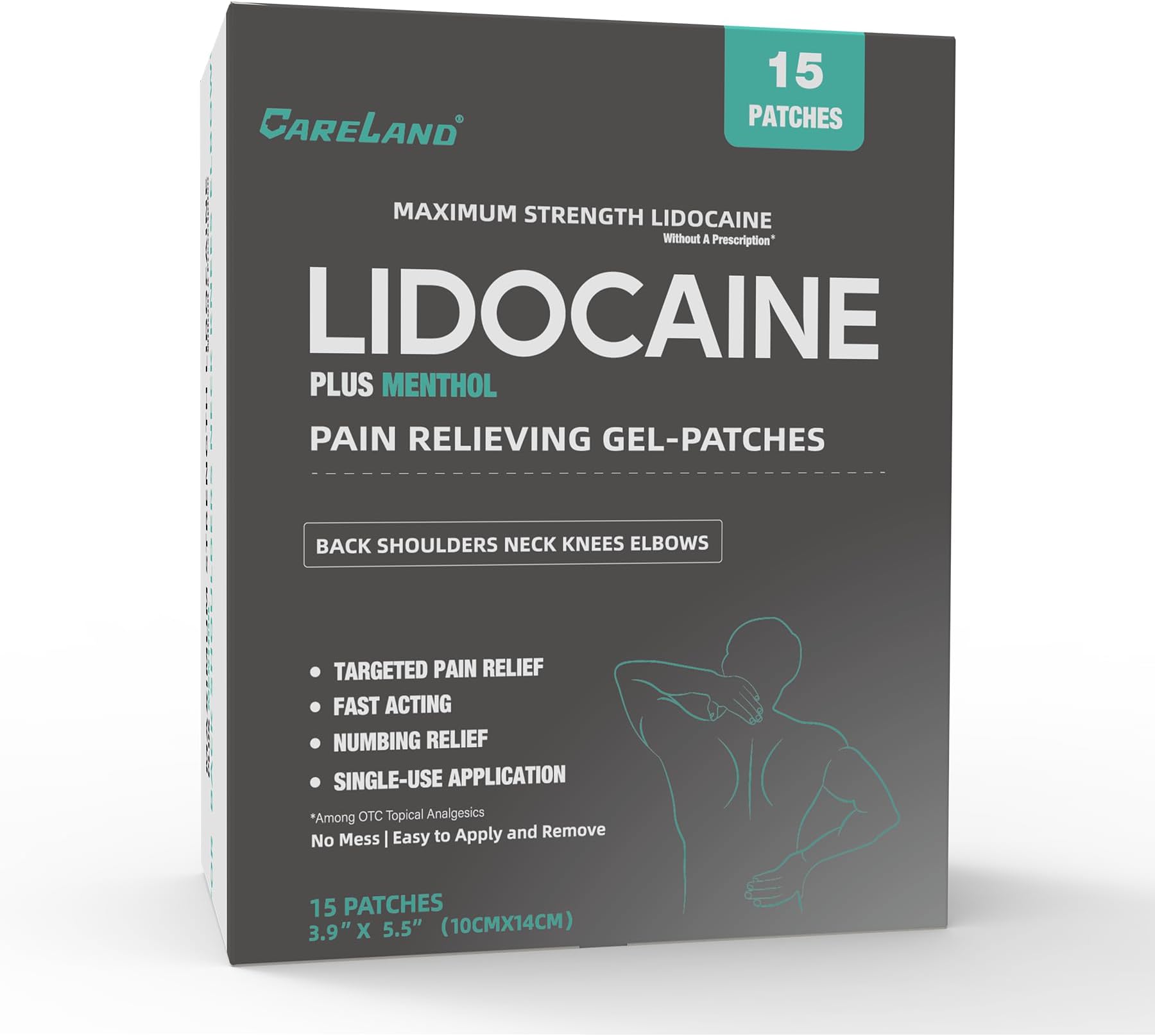Amazon.com: Careland 4% Lidocaine Patches Plus 1% Menthol 15 Count Pain ...