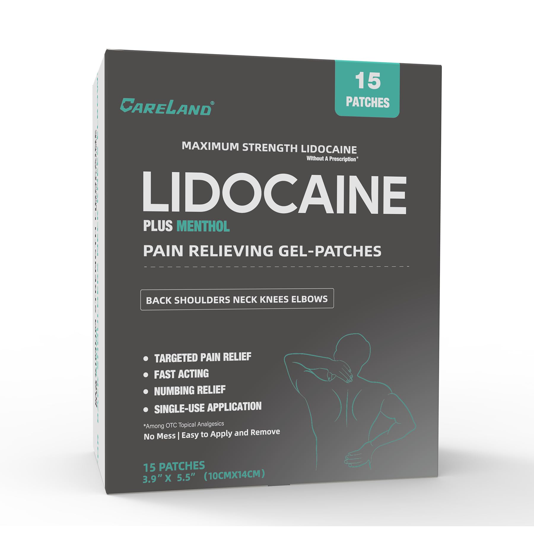 Snapklik.com : Careland 4% Lidocaine Patches Plus 1% Menthol 15 Count Pain Relief Patches ...
