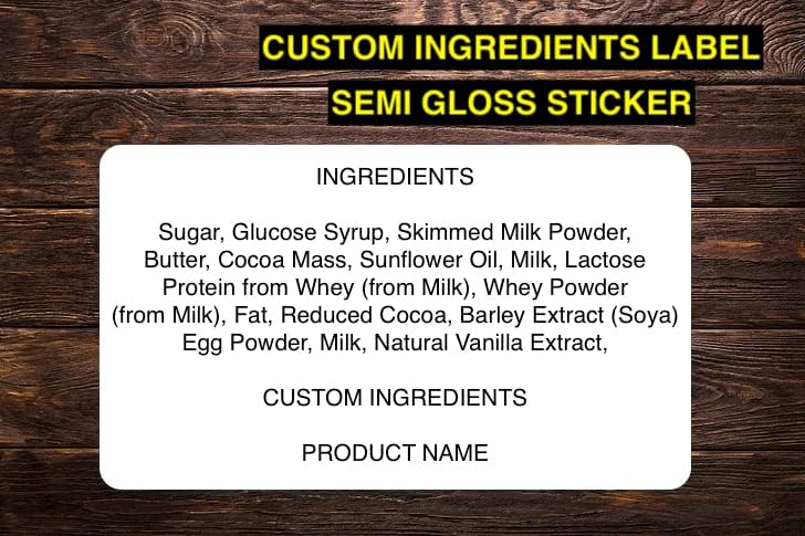 Custom Ingredients Label | Printed Ingredients Labels | Personalised ...