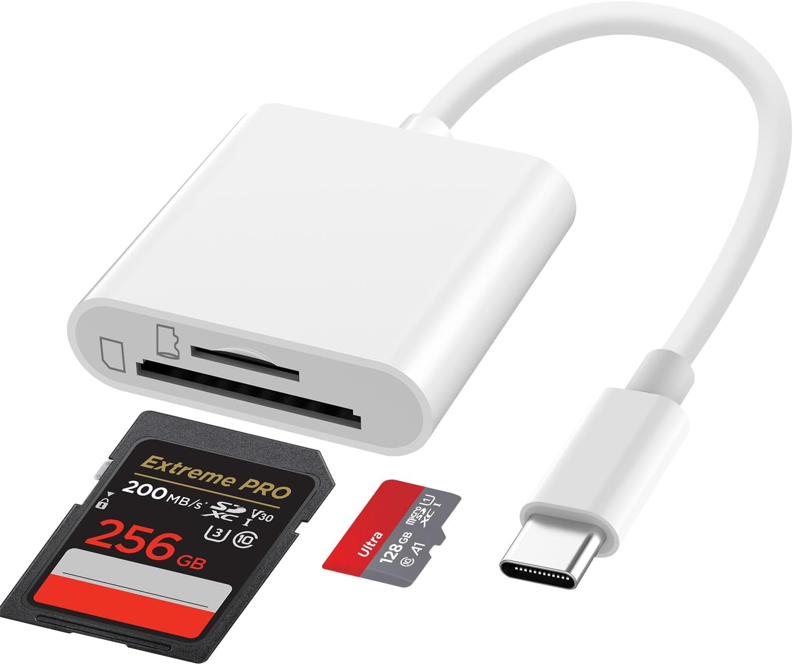 USB-C SD 3.0 Card Reader 104Mbps, Dual Slots Micro SD/SD Card Reader ...