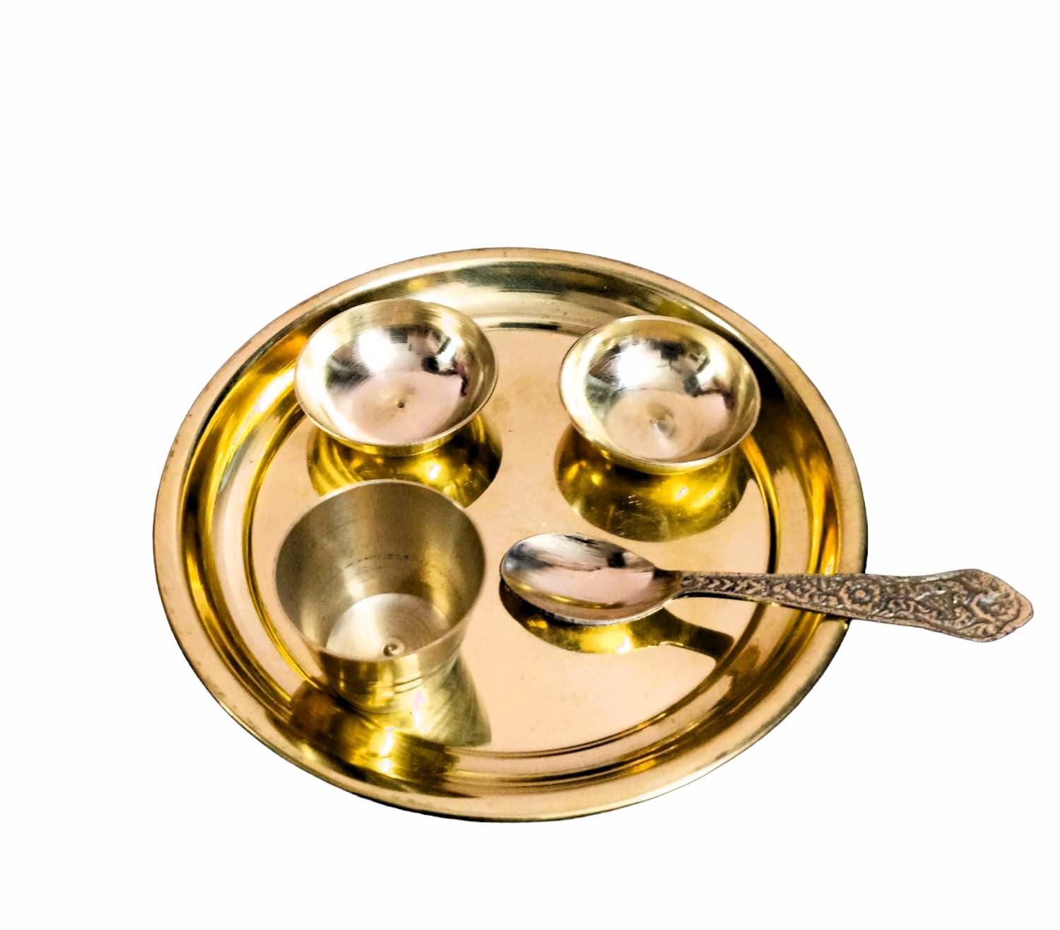 A1 EssAncial Pure Brass Laddu Gopal Pooja Bhog Set of 5 Pcs Thali Set ...