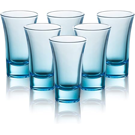 Amazon.com | M&N HOME Ombre Blue Shot Glass Set, 2 Oz Set of 6 Colored ...