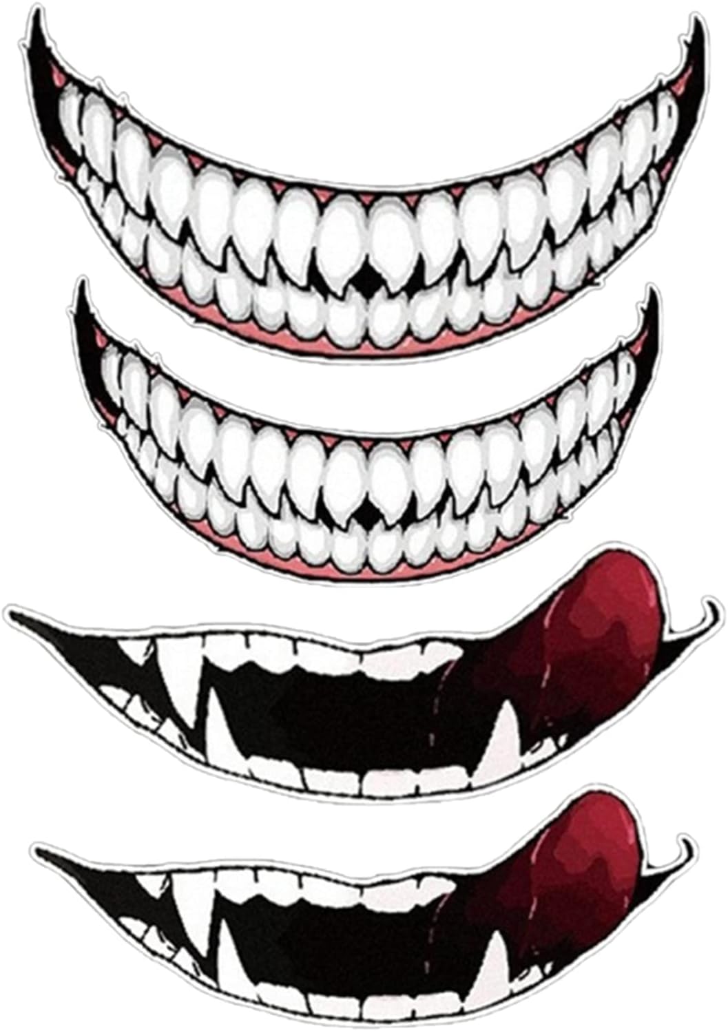 4 Pieces Motorcycle Helmet Stickers, Reflective Evil Teeth Car Bumper ...