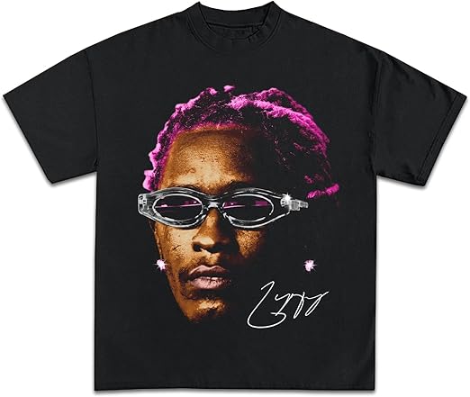 Amazon.com: Young Thugs Graphic T-Shirt, Young Thugger Face Pink Hair ...