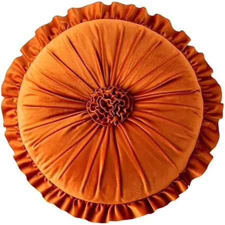 Amazon.com: YIGIRL Round Throw Pillow Velvet Round Ruffle Pillow Home ...