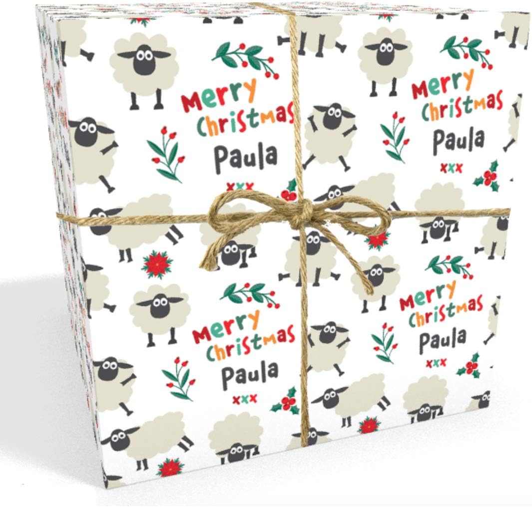 Sheep Personalised Christmas Wrapping Paper with 2 Tags - : Amazon.co ...