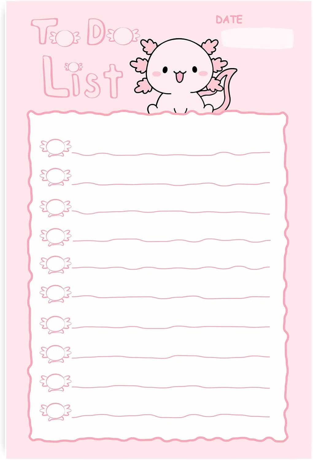 Amazon.com : Adorable Axolotl To Do List Sticky Notes, 4 x 6 Inches, 50 ...