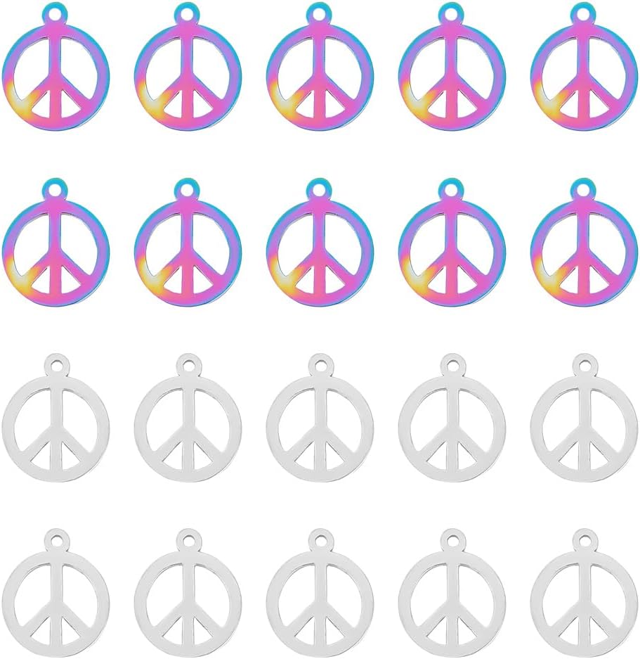 Amazon.com: UNICRAFTALE 40Pcs 2 Colors Peace Sign Pendants 201 ...