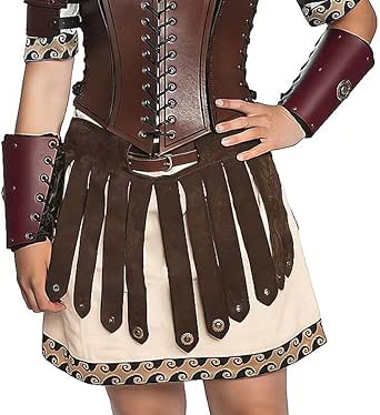 Amazon.com: Medieval Leather Tassel Skirt Viking Knight Waist Armor ...