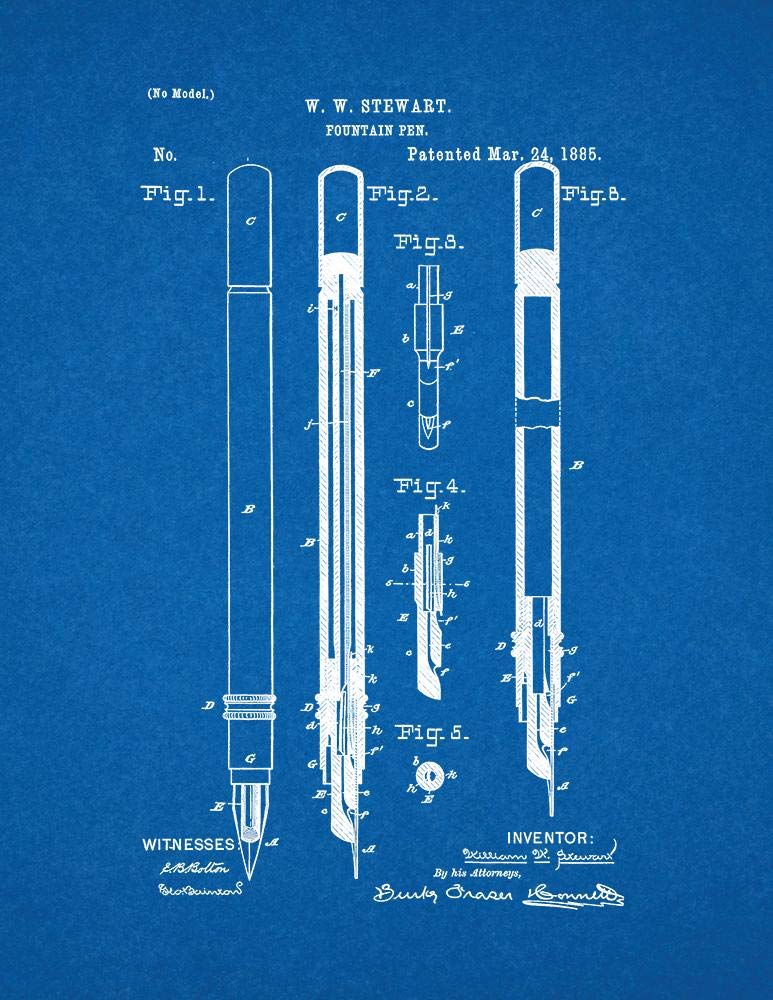 Amazon.com: Fountain Pen Patent Print Blueprint (18" x 24") M10756 ...