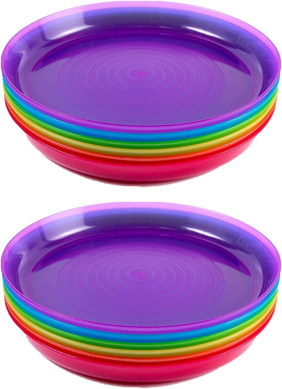 Amazon.com | PLASKIDY Kids Plates Set of 12 Toddler Plastic Plates ...