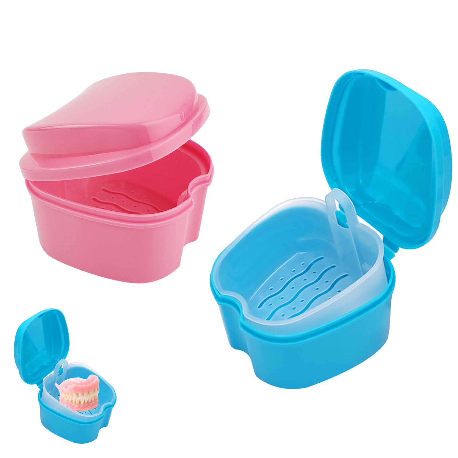 2 Pcs Retainer Case, Denture Box, Denture Bath Case Orthodontic Dental ...