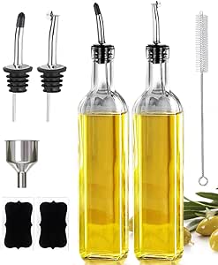 Leaflai - Dispensador de aceite de oliva, juego de 2 dispensadores de aceite de oliva de vidrio ...