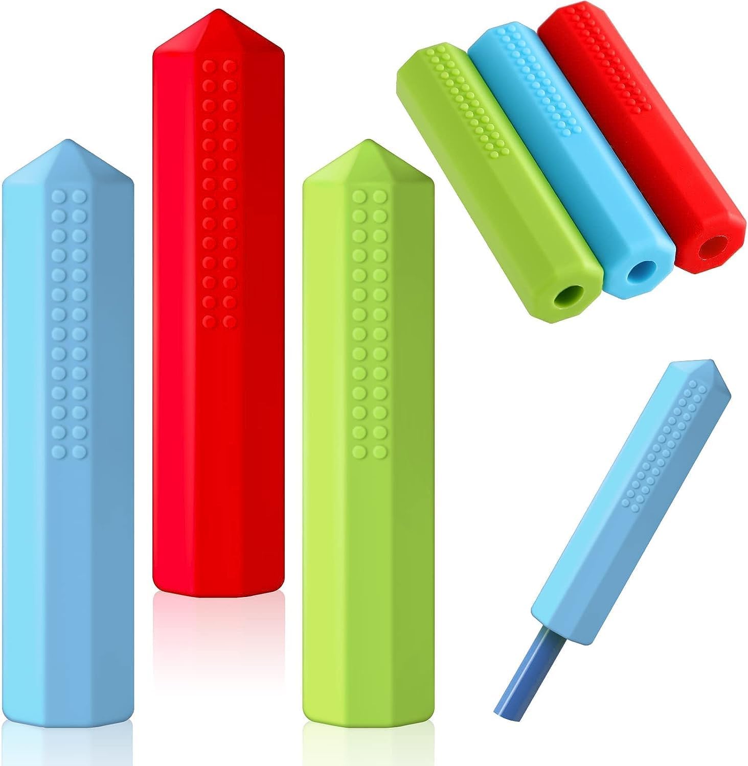 Amazon.co.jp: センサリー チュー 鉛筆トッパーセット 6ピース 噛む鉛筆トッパー 自閉症 噛むおもちゃ 知覚 男の子 女の子 ...