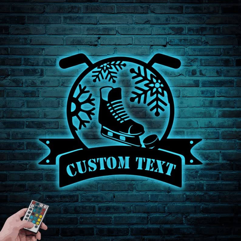 Amazon.com: POLYS Metal Sign With Led Light Custom Hockey Metal Sign ...
