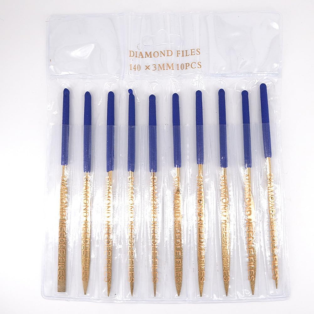 YXQ 10Pcs Titanium Small Diamond Needle File Set 3x140mm Mini Round ...