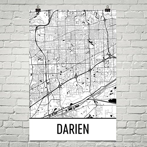 Amazon.com: Darien IL Map, Darien Illinois Art, Darien Print, Darien ...