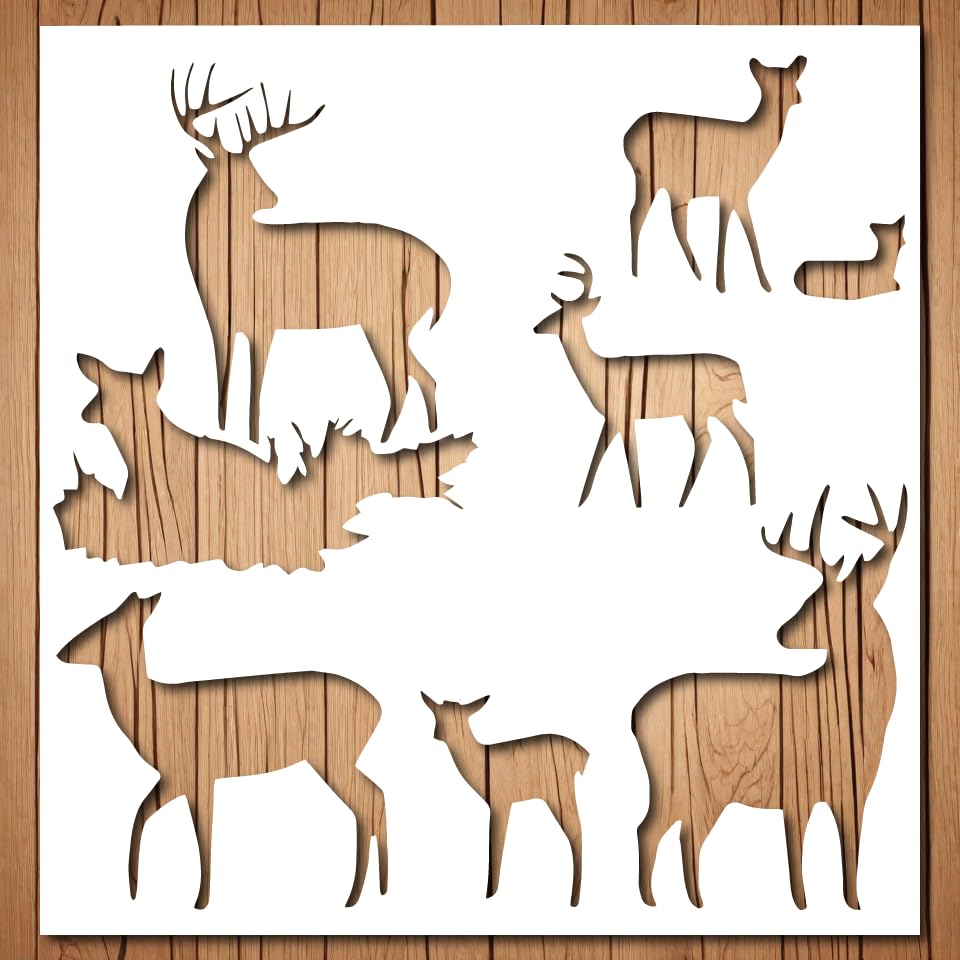 Amazon.com : Deer Stencil | Reusable Hunting Animals Deer Silhouette ...