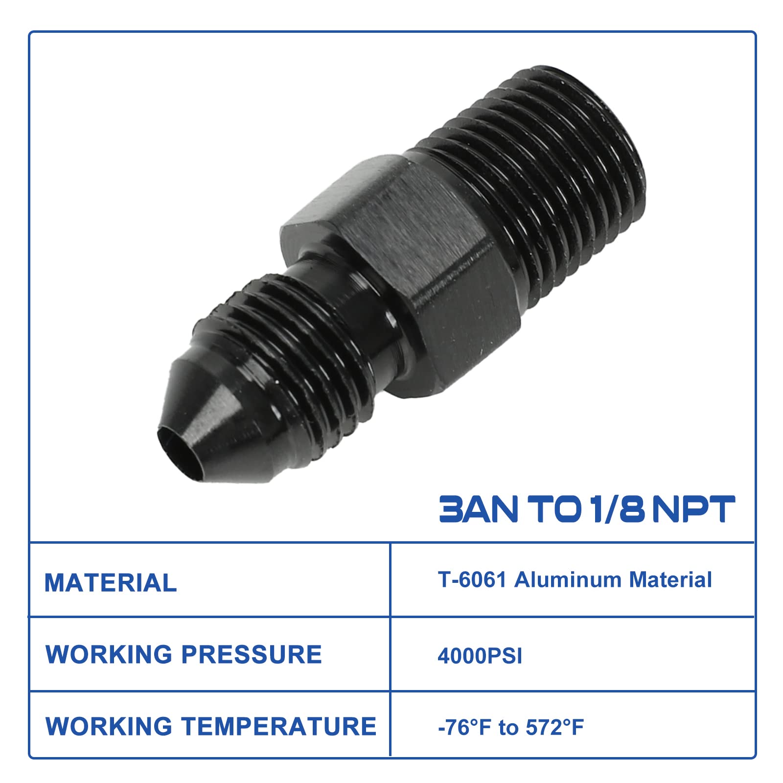 Snapklik.com : BLACKHORSE-RACING 3AN To 1/8 NPT Male Hose Fitting Adapter