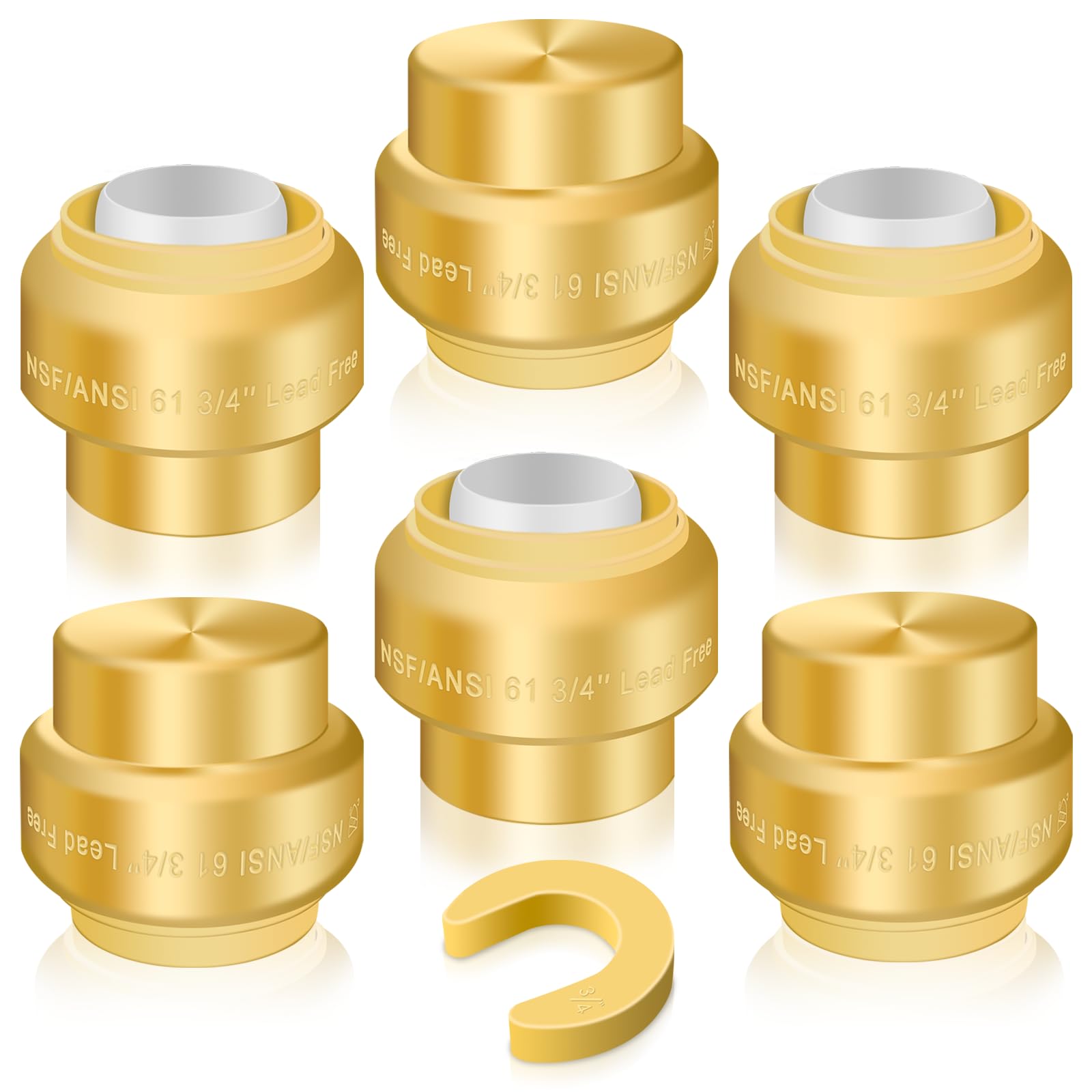Amazon.com: 3/4'' Push Fit End Cap, 6pcs Lead-Free Brass 3/4 inch Push ...