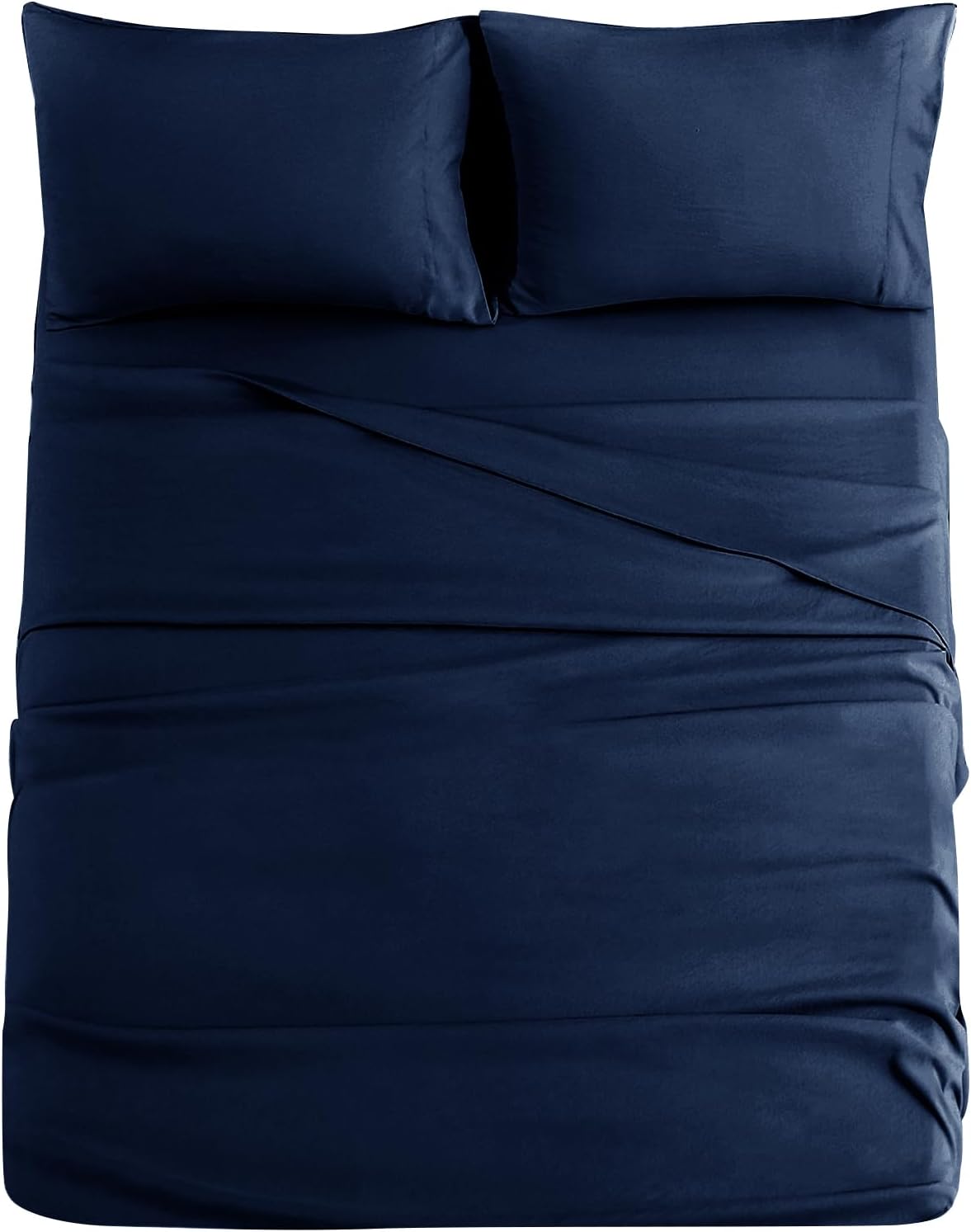 JOLLYVOGUE Navy Blue Queen Sheet Set, 4 Pieces Bed Sheets Set with Deep ...