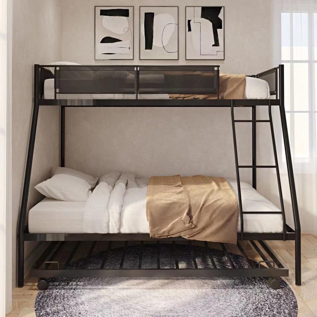 Amazon.com: TRIPLE TREE Twin Over Full Bunk Bed with Trundle, Metal ...