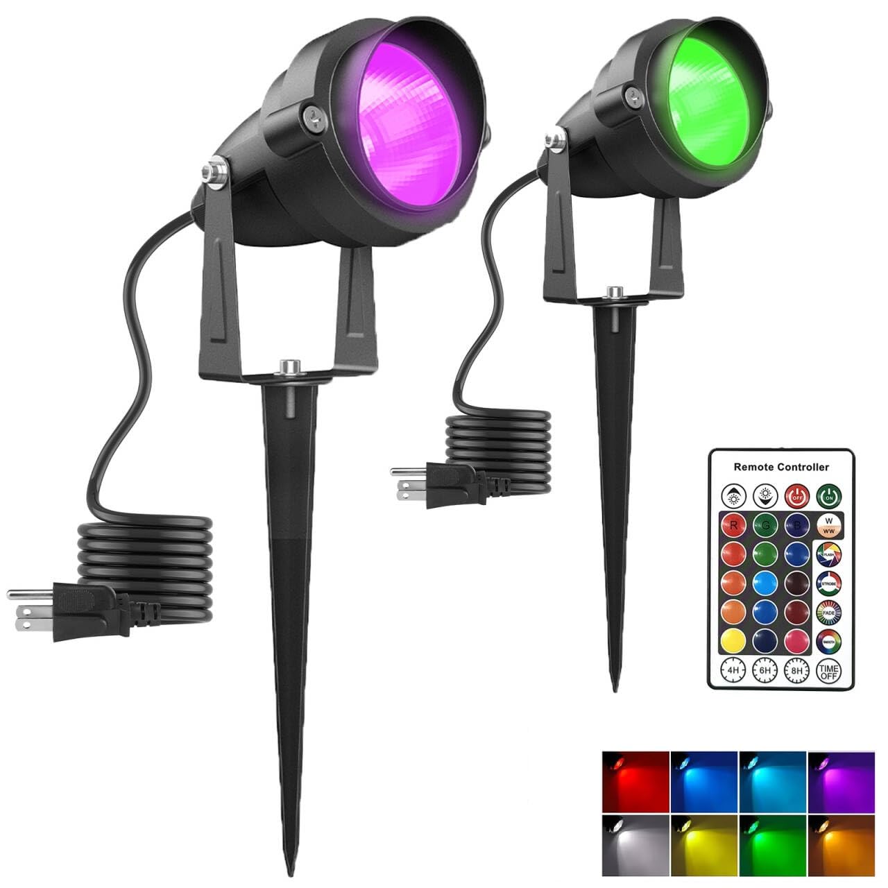 Yard Spot Lights with Timer, Outside Spotlight Colored Warm White 110V ...