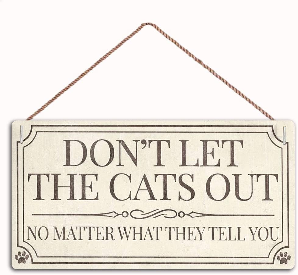 Amazon.com : Please Don' t Let The Cats Out Funny Door Hanger Sign, 2 ...