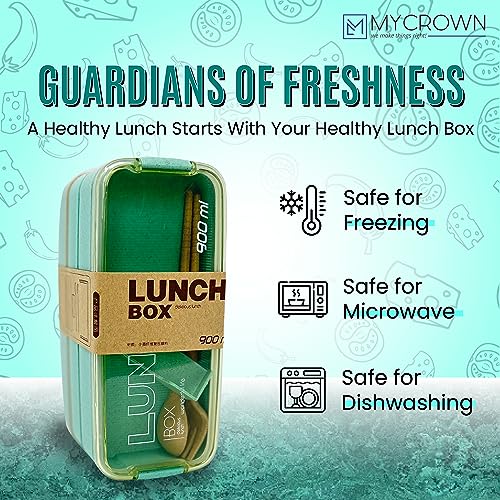 MYCROWN Bento Box with Cutlery Set – 3 Layer Compartment Stackable ...