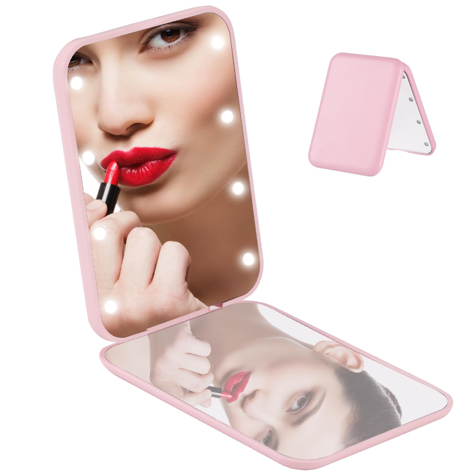Portable Compact Mirror, LED Travel Makeup Mirror Vanity Mirror ...