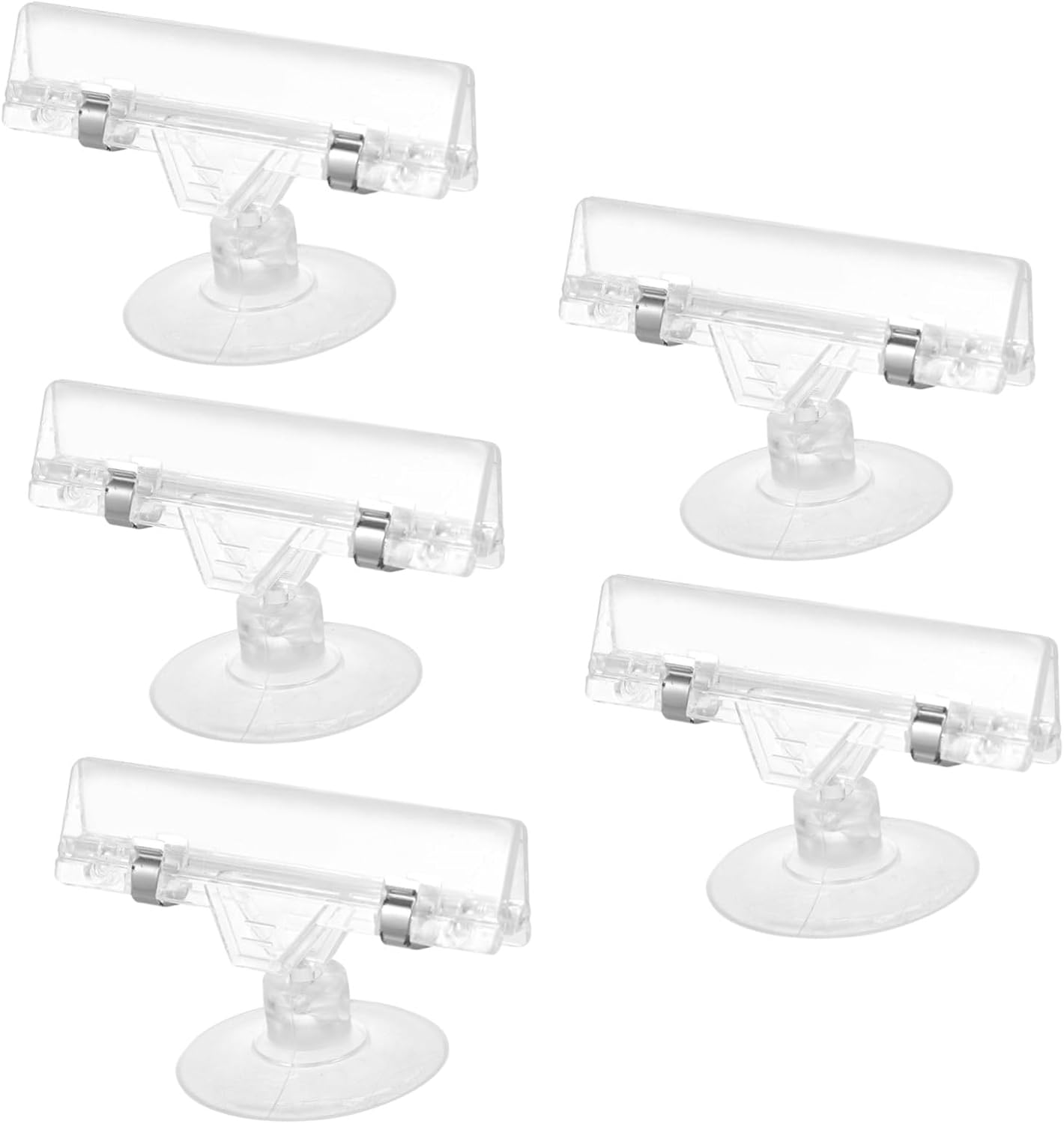 Amazon | NUOBESTY 5個 商品 透明 クリップ プライス タグ クリップ 吸盤 回転 ラベル ホルダー ポスター ホルダー ポップ デスク サイン スタンド 広告 フォルダー ...